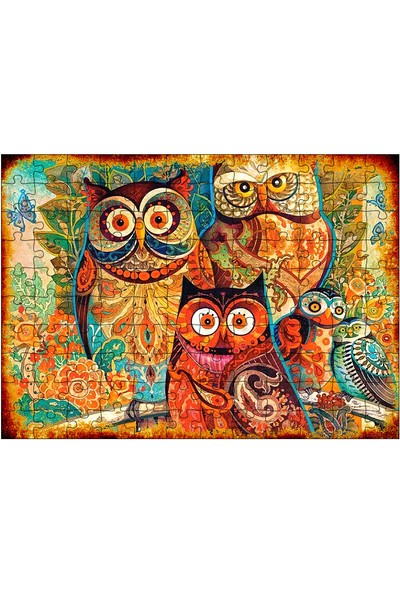 Tablomega Ahşap Mdf Puzzle Yapboz Retro Renkli Baykuşlar 120 Parça 25*35 cm Tablomega Ahşap Mdf Puzzle Yapboz Retro Renkli Baykuşlar 120 Parça 25*35 cm