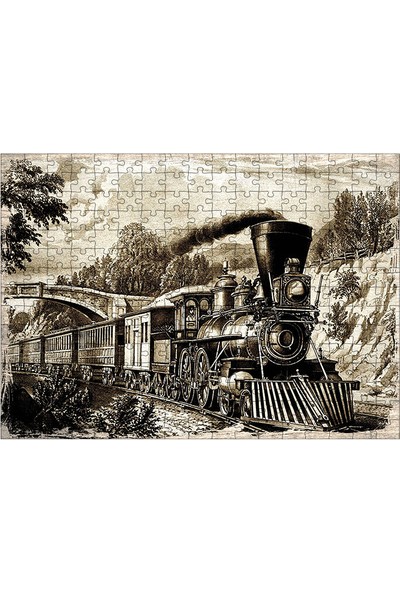 Tablomega Ahşap Mdf Puzzle Yapboz Retro Buharlı Tren 255 Parça 35*50 cm