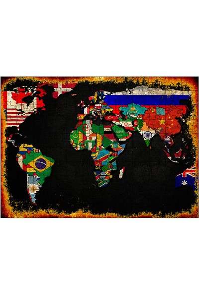 Tablomega Ahşap Mdf Puzzle Yapboz Siyah Zemin Dünya Haritası 120 Parça 25*35 cm Tablomega Ahşap Mdf Puzzle Yapboz Siyah Zemin Dünya Haritası 120 Parça 25*35 cm