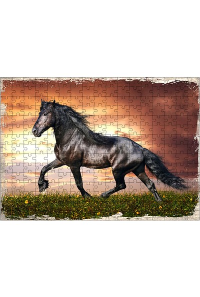 Tablomega Ahşap Mdf Puzzle Yapboz Siyah At 255 Parça 35*50 cm