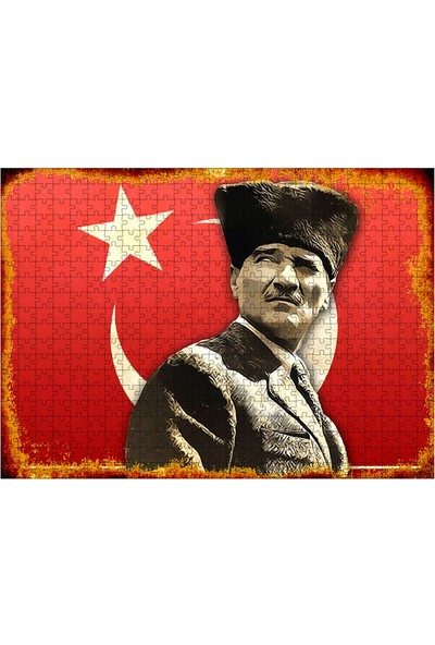 Tablomega Ahşap Mdf Puzzle Yapboz Mustafa Kemal Atatürk ve Bayrak 500 Parça 50*70 cm Tablomega Ahşap Mdf Puzzle Yapboz Mustafa Kemal Atatürk ve Bayrak 500 Parça 50*70 cm