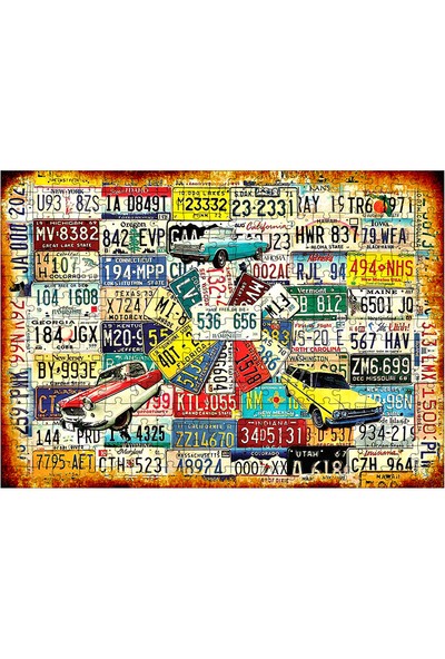 Tablomega Ahşap Mdf Puzzle Yapboz Araba Plakaları 255 Parça 35*50 cm