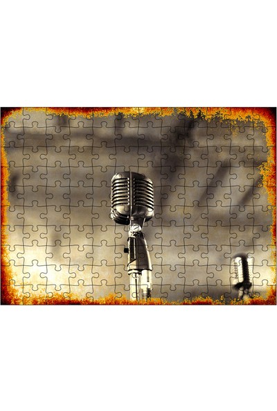 Tablomega Ahşap Mdf Puzzle Yapboz Retro Mikrofon 120 Parça 25*35 cm
