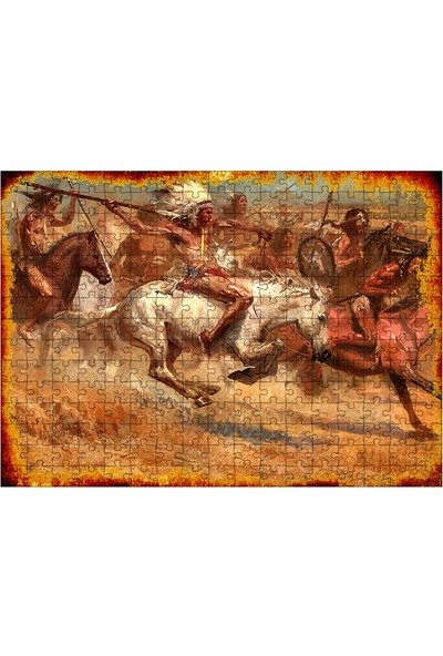 Tablomega Ahşap Mdf Puzzle Yapboz Savaşçı Kızılderililer 255 Parça 35*50 cm
