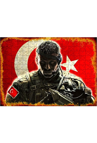 Tablomega Ahşap Mdf Puzzle Yapboz Türk Bayrağı ve Asker 255 Parça 35*50 cm