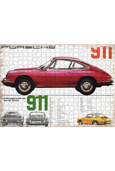 Tablomega Ahşap Mdf Puzzle Yapboz Porsche 911 Afiş 500 Parça 50*70 cm