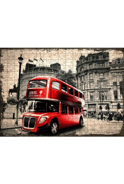 Tablomega Ahşap Mdf Puzzle Yapboz Londra Sembolü Otobüs 255 Parça 35*50 cm