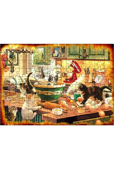 Tablomega Ahşap Mdf Puzzle Yapboz Mutfak Için Kedili Tablo 120 Parça 25*35 cm Tablomega Ahşap Mdf Puzzle Yapboz Mutfak Için Kedili Tablo 120 Parça 25*35 cm