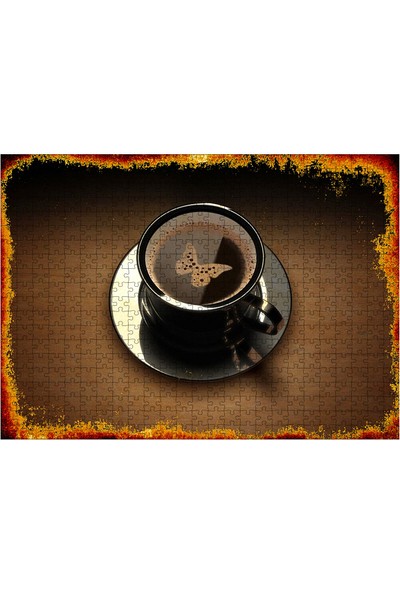 Tablomega Ahşap Mdf Puzzle Yapboz Kahve Fincanında Kelebek 500 Parça 50*70 cm