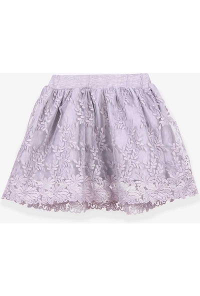 Breeze Kız Çocuk Etek Çiçek Güpürlü Gri Melanj (3-7 Yaş)