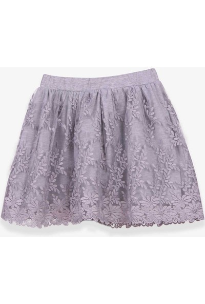 Breeze Kız Çocuk Etek Çicek Güpürlü Gri Melanj (8-12 Yaş)