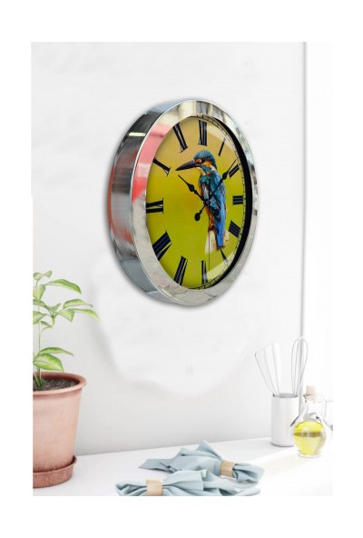 Bahat Krom Çerçeveli Salon Ofis Duvar Saati 36 cm