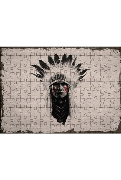 Tablomega Ahşap Mdf Puzzle Yapboz Amerikan Yerlisi Kızılderili 120 Parça 25*35 cm