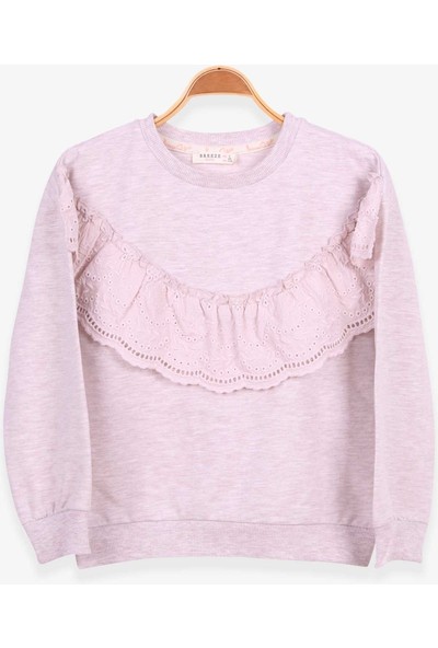 Breeze Kız Çocuk Sweatshirt Güpürlü Bej Melanj (6-12 Yaş)