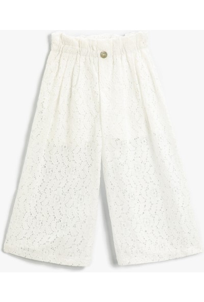 Koton Dantelli Geniş Paça Pantolon Pamuklu Iç Astarlı