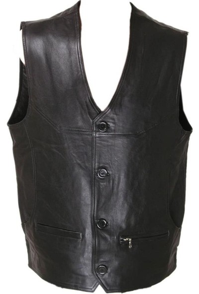 Sanalbolluk Önü Düğmeli Deri Yelek Sanalbolluk Önü Düğmeli Deri Yelek