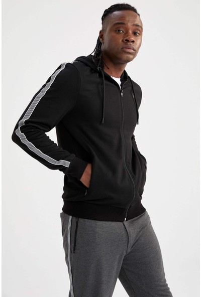 DeFacto Defacto Fit Standart Fit Kapüşonlu Fermuarlı Spor Hırka X6712AZ22SP