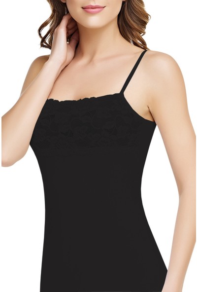 Tutku 6'lı Siyah Elastan Ip Askı Geniş Dentelli Atlet Tutku 6'lı Siyah Elastan Ip Askı Geniş Dentelli Atlet