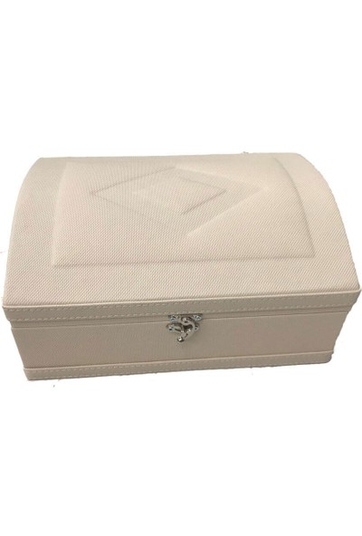 Ceyyiz Deri Makyaj Malzeme Saklama Kutusu Ekru Ceyyiz Deri Makyaj Malzeme Saklama Kutusu Ekru
