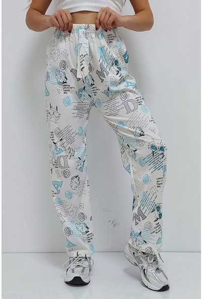 Bernam Dijital Baskılı Pijama Altı Beyaz