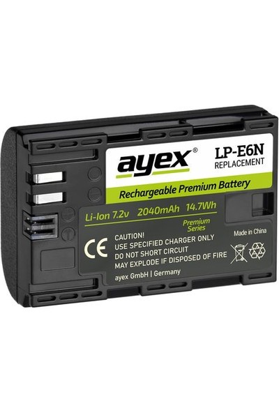 Ayex LP-E6N Batarya, Canon EOS R, R5, R6, 90D, 80D, 70D, 60D, 7D, 6D, 5D Mark II, III, IV Uyumlu Ayex LP-E6N Batarya, Canon EOS R, R5, R6, 90D, 80D, 70D, 60D, 7D, 6D, 5D Mark II, III, IV Uyumlu