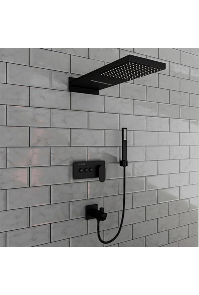 Fause Ankastre Comfort Panel Şelale Duş Seti Siyah FAU111-B Fause Ankastre Comfort Panel Şelale Duş Seti Siyah FAU111-B