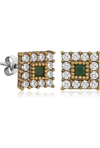 Nikadu Gümüş Otantik Kare Çivili Kadın Küpe