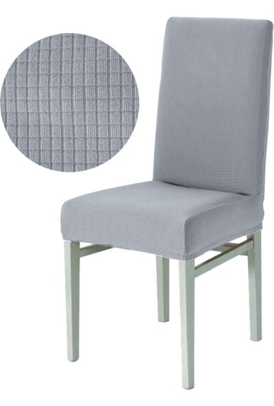 Bogda Açik Gri Bambu Sandalye Kılıfı Yıkanabilir Likralı Esnek Lastikli Sandalye Örtüsü