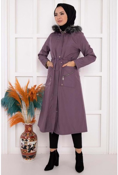Moda Mihram Cebi Fermuarlı Mont Lila