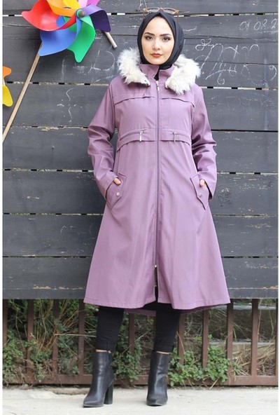 Moda Mihram Fermuarlı Tesettür Kap Lila
