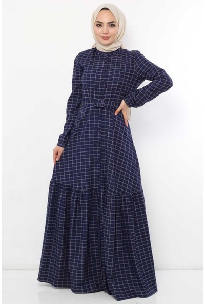 Moda Mihram Düğmeli Tesettür Ferace Indigo Moda Mihram Düğmeli Tesettür Ferace Indigo