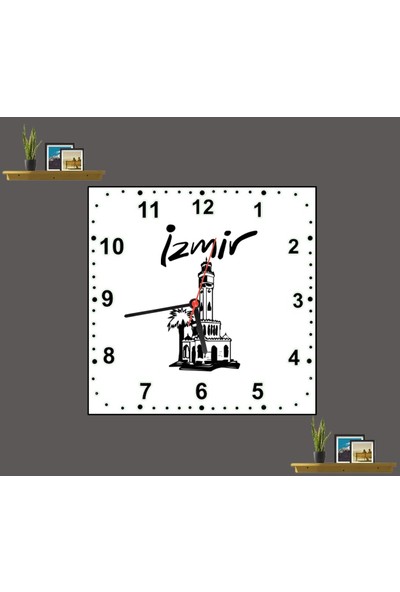 5Bin Dijital Market Izmir Saat Kulesi Baskılı Duvar Saati 5Bin Dijital Market Izmir Saat Kulesi Baskılı Duvar Saati