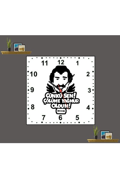 5Bin Dijital Market Müslüm Gürses ve Söz Baskılı Duvar Saati