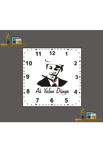 5Bin Dijital Market Neşet Ertaş ve Söz Baskılı Duvar Saati