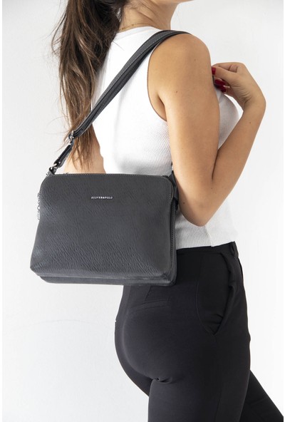 Silver & Polo Silver Polo Antrasit Beş Bölmeli Kadın Çapraz Çanta/postacı Çantası SP850
