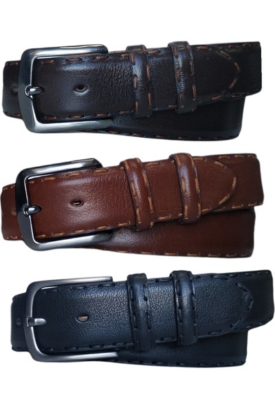 Kar-Pa %100 Deri 3'lü Set Kalın Dikişli Kanvas Pantolon Kemeri 4cm : Siyah - Taba - Kahverengi Kar-Pa %100 Deri 3'lü Set Kalın Dikişli Kanvas Pantolon Kemeri 4cm : Siyah - Taba - Kahverengi