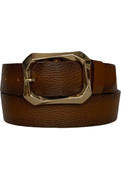 %100 Deri, Gold Tokalı Tosado Kadın Kot Kemeri 4 cm