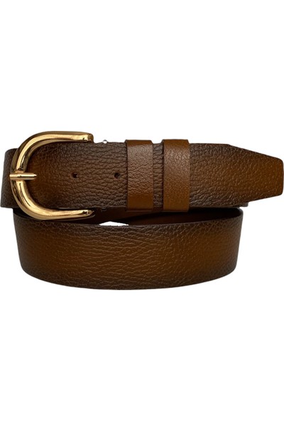 %100 Deri, Gold Tokalı Tosado Kadın Kot Kemeri 4 cm