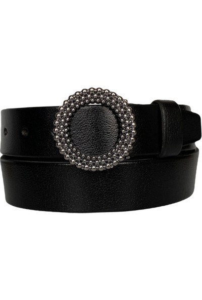 %100 Deri, Siyah Nikel Tokalı Siyah Kadın Kemeri 4 cm %100 Deri, Siyah Nikel Tokalı Siyah Kadın Kemeri 4 cm