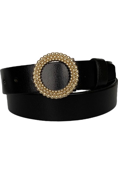%100 Deri, Gold Tokalı Siyah Kadın Kemeri 4 cm %100 Deri, Gold Tokalı Siyah Kadın Kemeri 4 cm