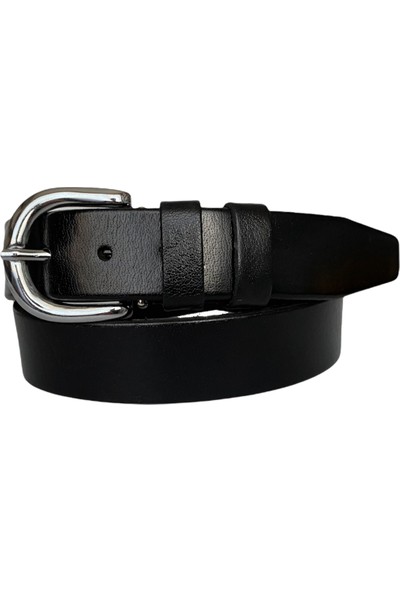 %100 Deri, Gümüş Tokalı Siyah Kadın Kemeri 4 cm %100 Deri, Gümüş Tokalı Siyah Kadın Kemeri 4 cm