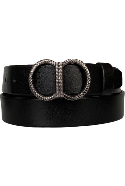 Deri Siyah Nikel Tokalı Kadın Kemeri 4 cm Deri Siyah Nikel Tokalı Kadın Kemeri 4 cm