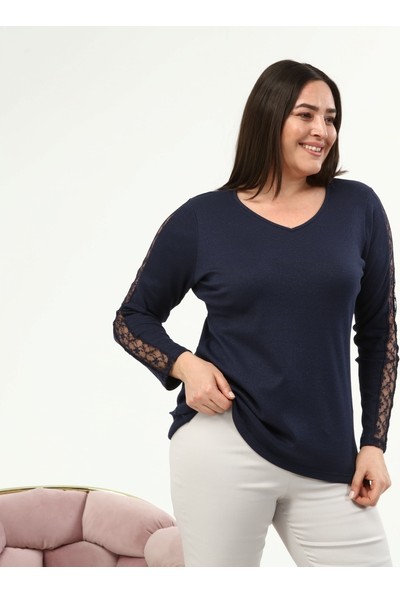 Ikm Butik Kollları Dantel Şerit Vizkon Büyük Beden Bluz Ikm Butik Kollları Dantel Şerit Vizkon Büyük Beden Bluz