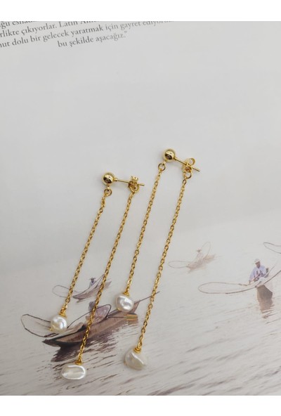 Belf Design Lis Gerçek Inçi Küpe, Özel Tasarım Küpe Belf Design Lis Gerçek Inçi Küpe, Özel Tasarım Küpe