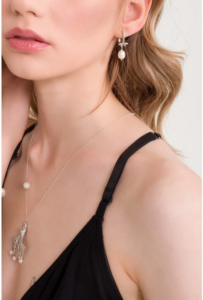 Belf Design Incili Fiyonklu Küpe, Hakiki Inci Özel Tasarım Küpe