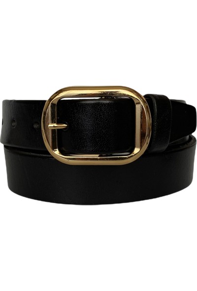 %100 Deri, Gold Tokalı Siyah Kadın Kemeri 4 cm %100 Deri, Gold Tokalı Siyah Kadın Kemeri 4 cm