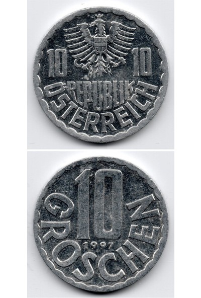 Benim Koleksiyonum Avusturya, 10 Groschen 1971-97, Çil Eski Madeni Para