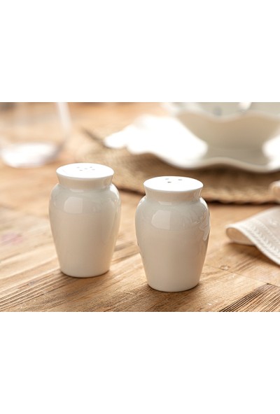 English Home Felice Porselen Tuzluk - Biberlik 5,4x5,4x7,4 cm Beyaz