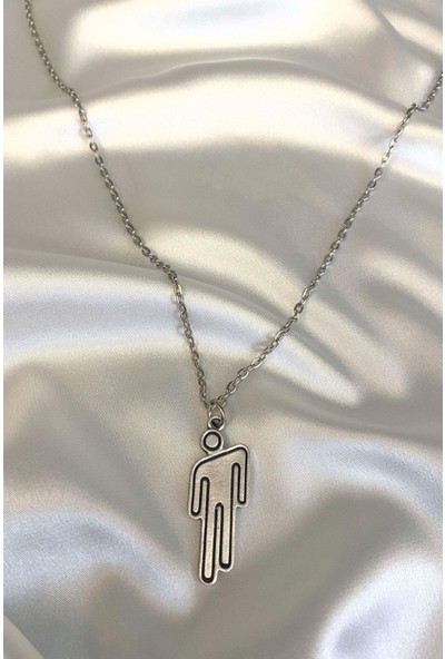 Yirmiiki Aksesuar Billie Eilish Erkek Kadın Kolye Antik Gümüş Kaplama - 60 cm Düz Zincir