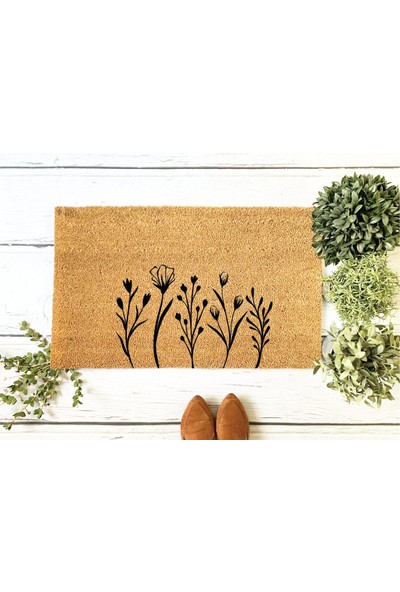 DefLife Çiçekler Kapı Önü Koko Paspas